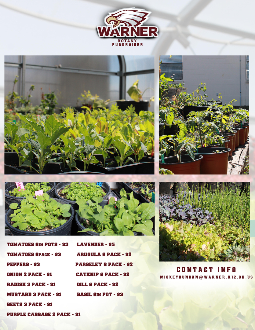 Warner Public Schools - Botany Class Plants For Sale!